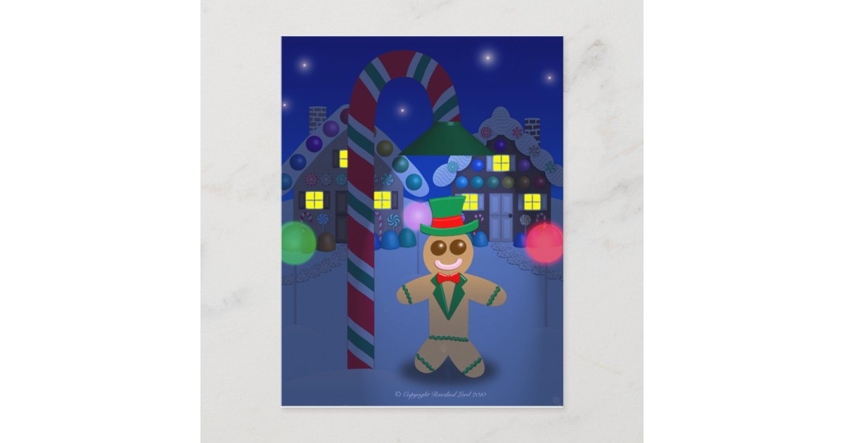 Gingerbread Man under Candy Lamp Postcard | Zazzle