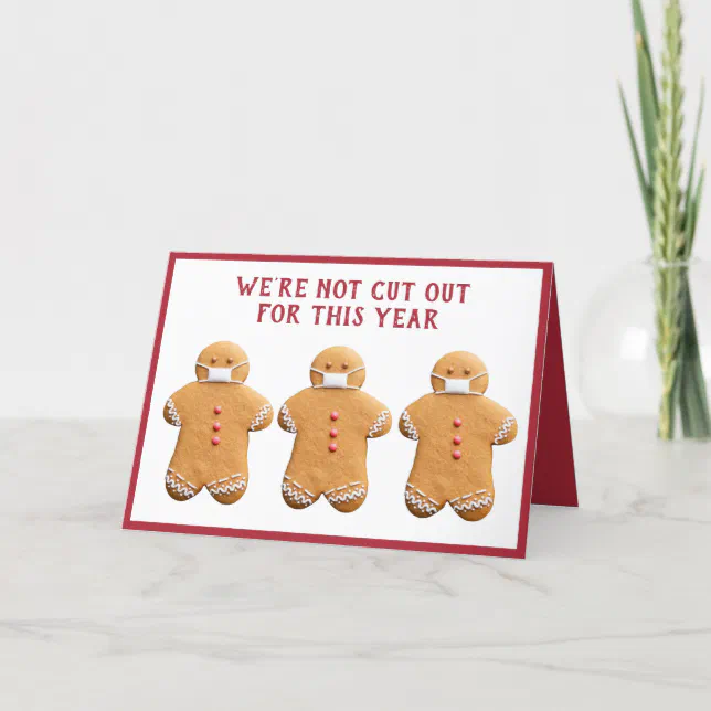 Gingerbread Man with a Mask | Folded Holiday Card | Zazzle