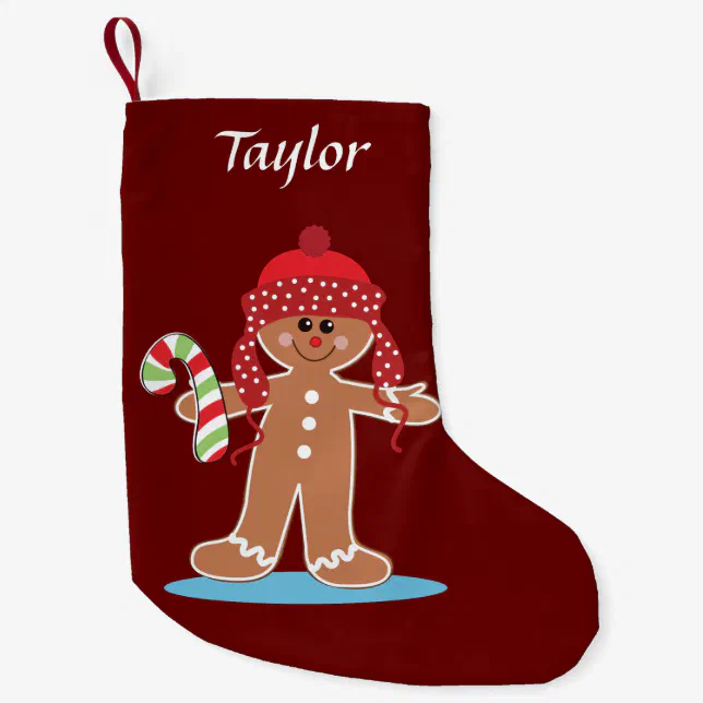 Gingerbread Man with a Smile Small Christmas Stocking | Zazzle