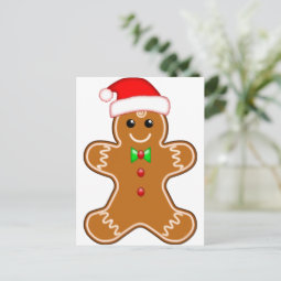 Gingerbread man with hat postcard | Zazzle