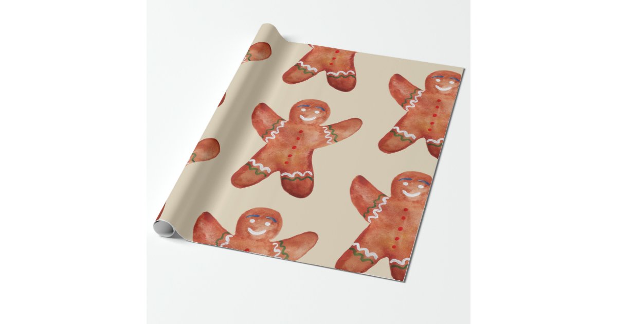 Gingerbread Man Wrapping Paper | Zazzle