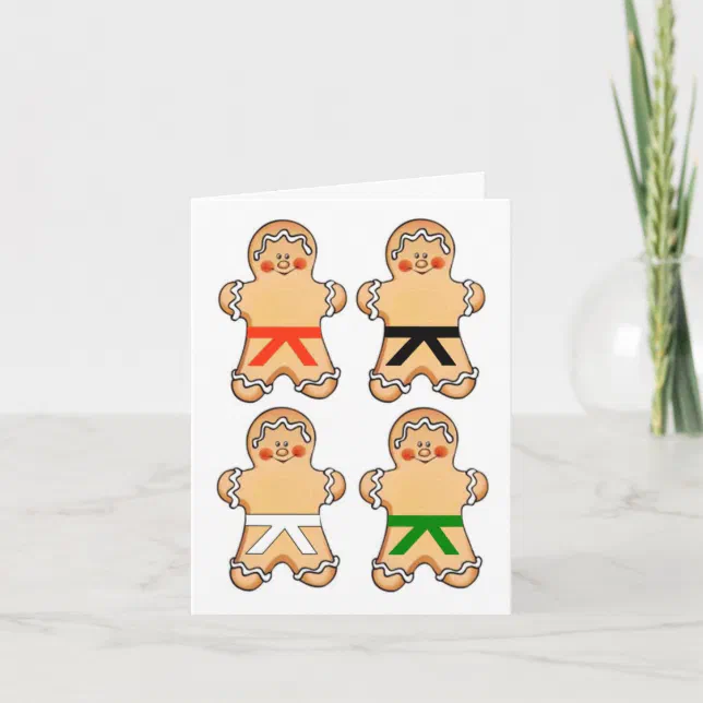 Gingerbread Martial Artists Holiday Greeting Cards | Zazzle