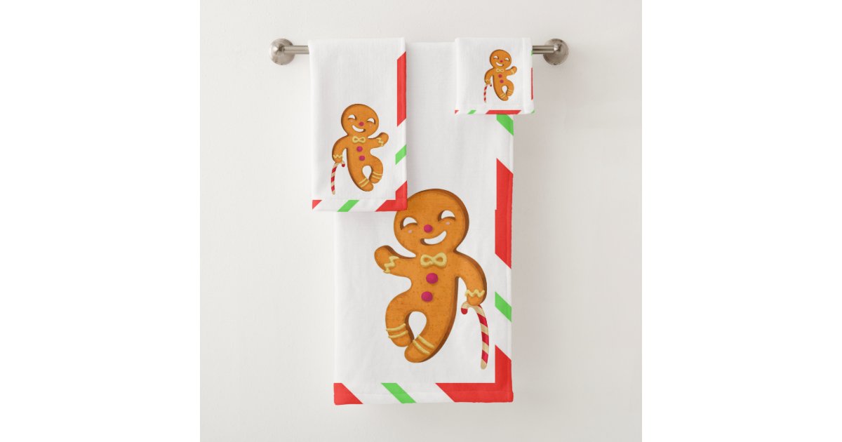 Gingerbread Men Bathroom Towel Set | Zazzle