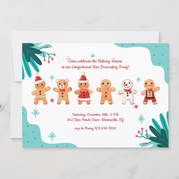 Gingerbread Men Decorating Party Invitation | Zazzle
