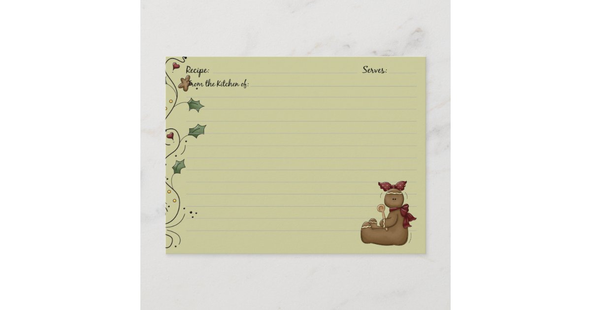 Gingerbread Recipe Cards | Zazzle