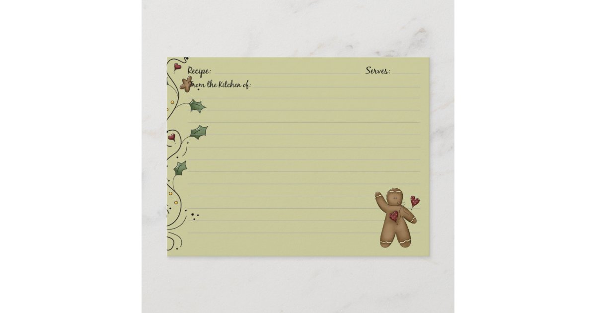 Gingerbread Recipe Cards | Zazzle