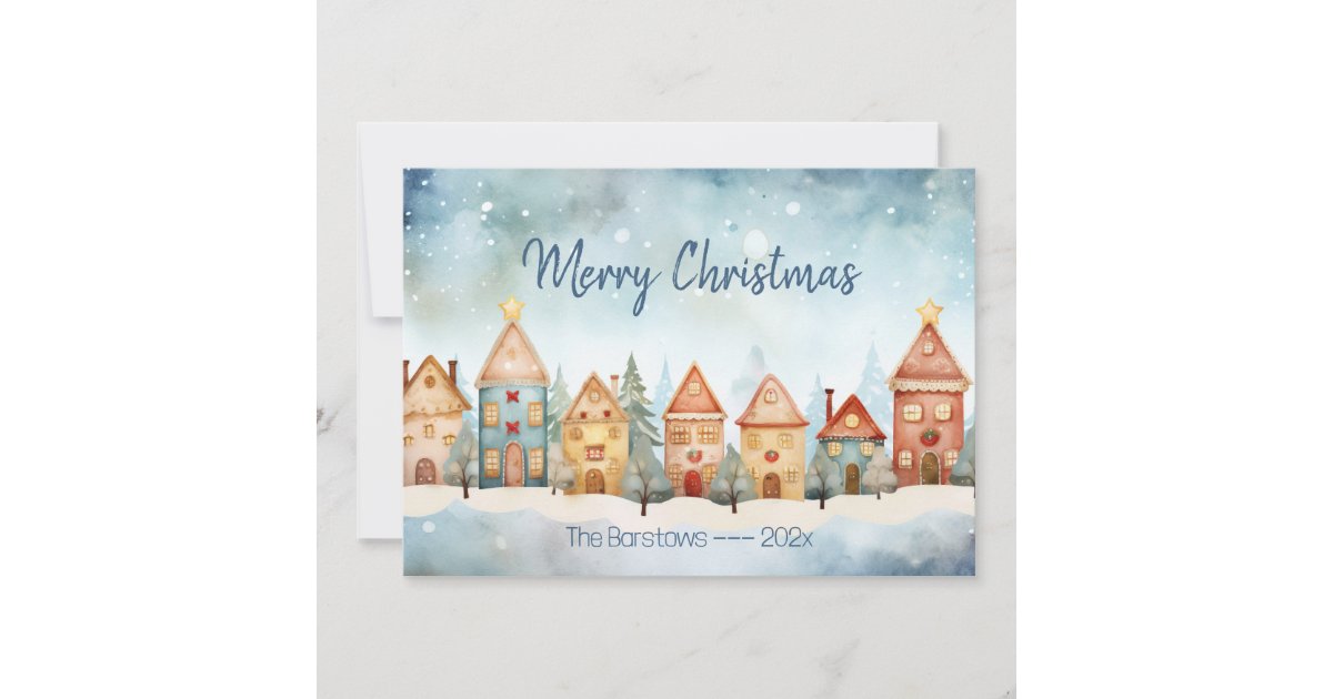 Gingerbread Row Houses Christmas Card | Zazzle
