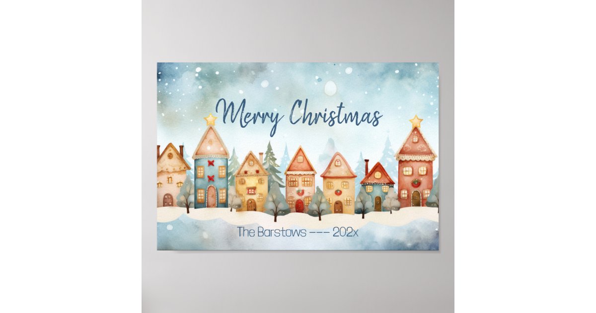 Gingerbread Row Houses Christmas Poster | Zazzle