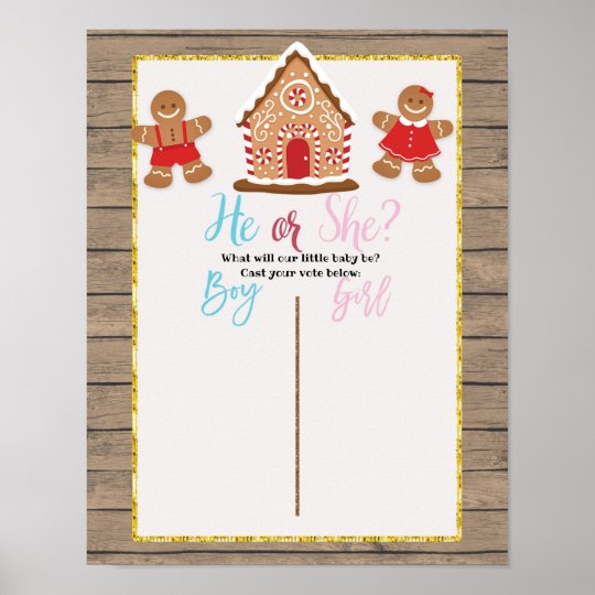 Gingerbread Rustic Wood Gender Reveal Voting Board Poster | Zazzle.com