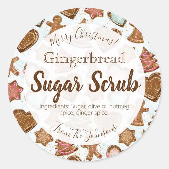 Gingerbread Scented Christmas Sugar Scrub Labels | Zazzle