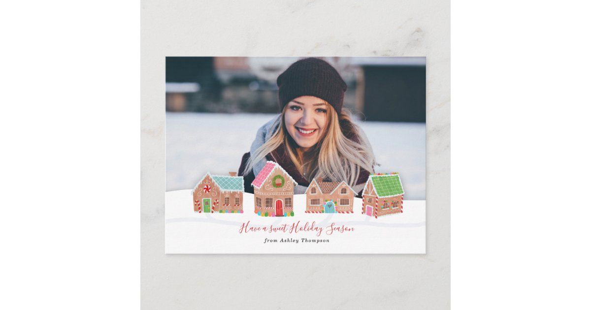 Gingerbread Street Holiday Photo Card | Zazzle