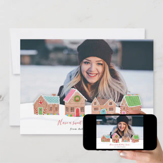 Gingerbread Street Holiday Photo Card | Zazzle