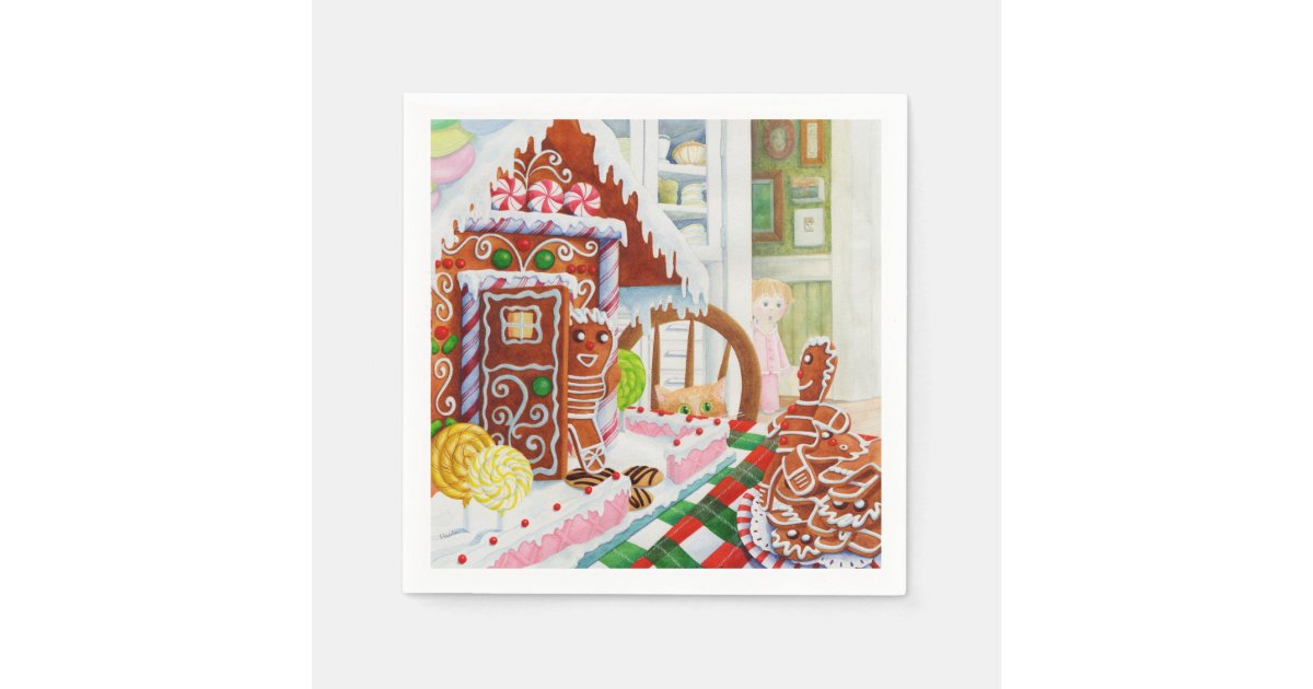 GINGERBREAD SURPRISE StandardCocktailPaper Napkins | Zazzle