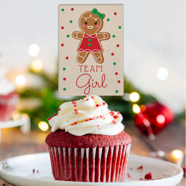 Gingerbread Team Girl Gender Cupcake Cake Toppers | Zazzle