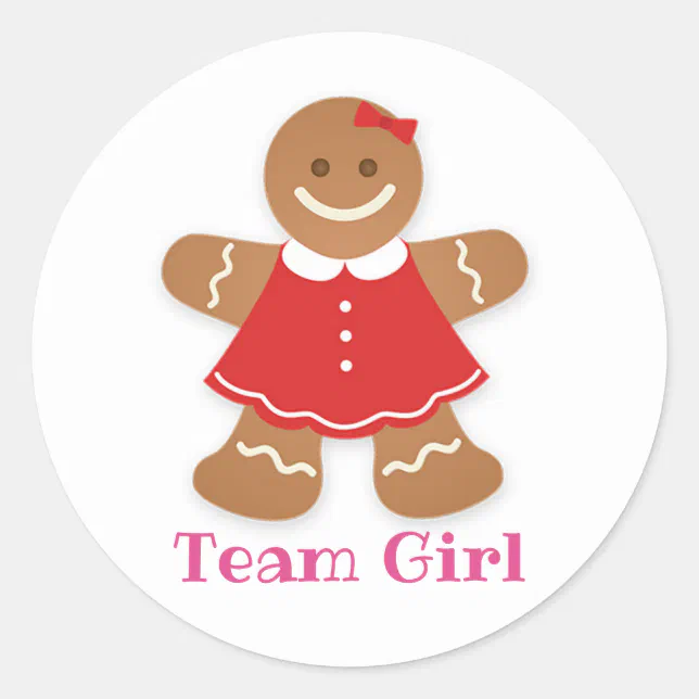Gingerbread TEAM GIRL Gender Reveal Game Labels | Zazzle