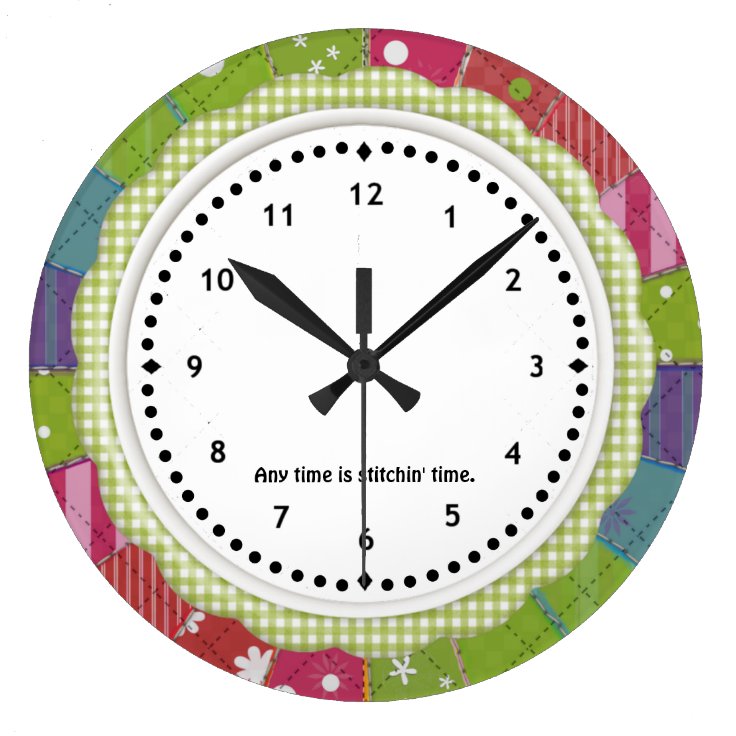 Gingham and Patchwork Quilter's Wall Clock | Zazzle
