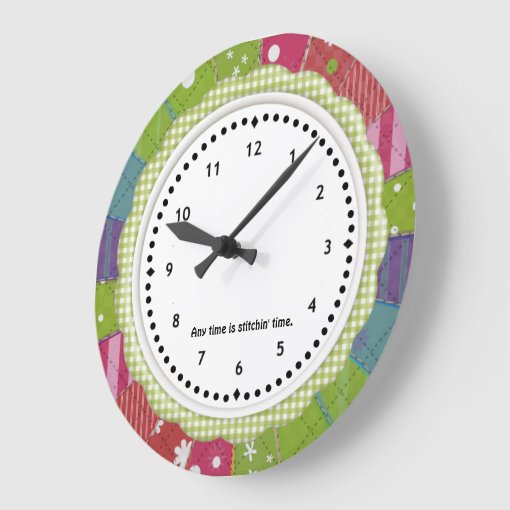 Gingham and Patchwork Quilter's Wall Clock | Zazzle