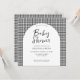 Gingham Black White Checkered Plaid Baby Shower Invitation | Zazzle