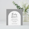 Gingham Black White Checkered Plaid Baby Shower Invitation | Zazzle
