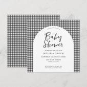 Gingham Black White Checkered Plaid Baby Shower Invitation | Zazzle