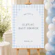 Gingham Blue Boy Baby Shower Welcome Foam Board | Zazzle