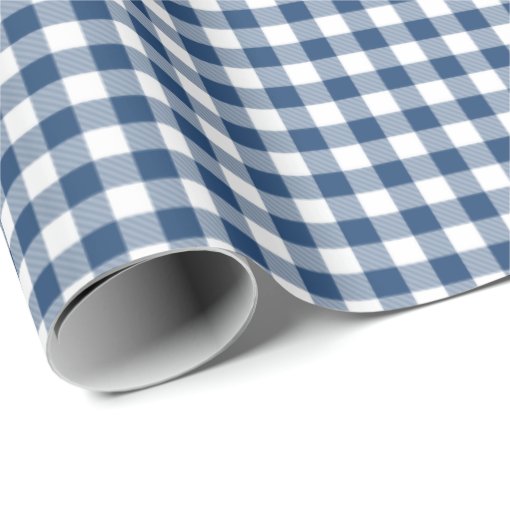 Gingham Classic Blue Wrapping Paper | Zazzle