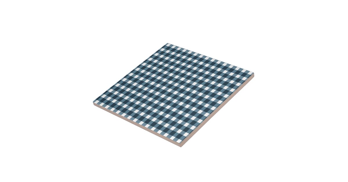 Gingham Indigo Blue Pattern Ceramic Tile | Zazzle
