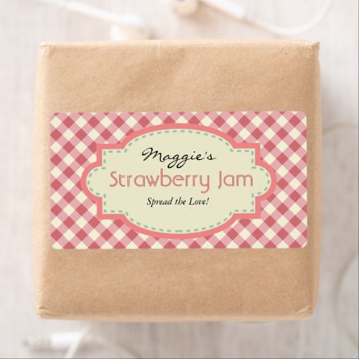 Gingham Jam Jar Labels, Customize Label | Zazzle