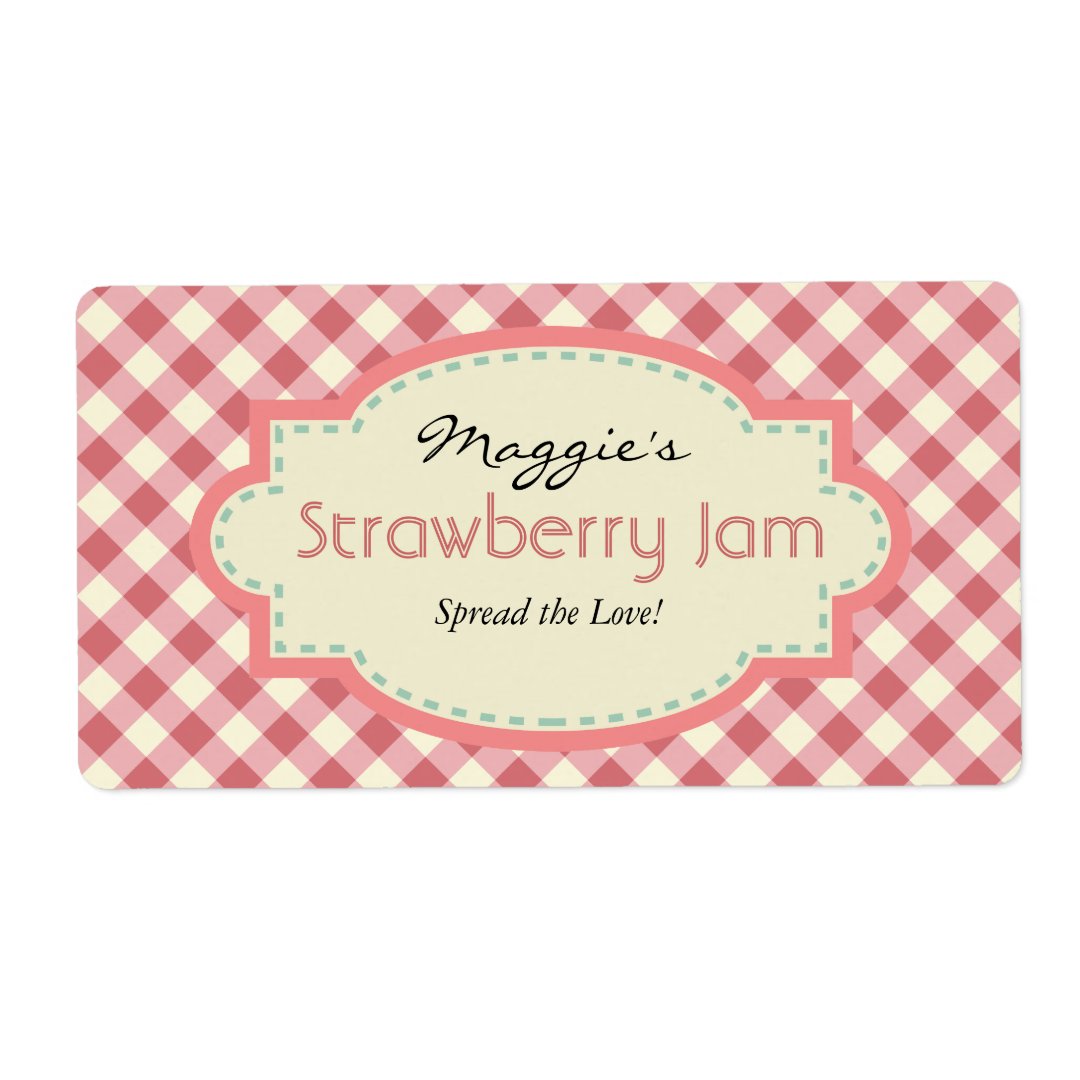 Gingham Jam Jar Labels, Customize Label | Zazzle
