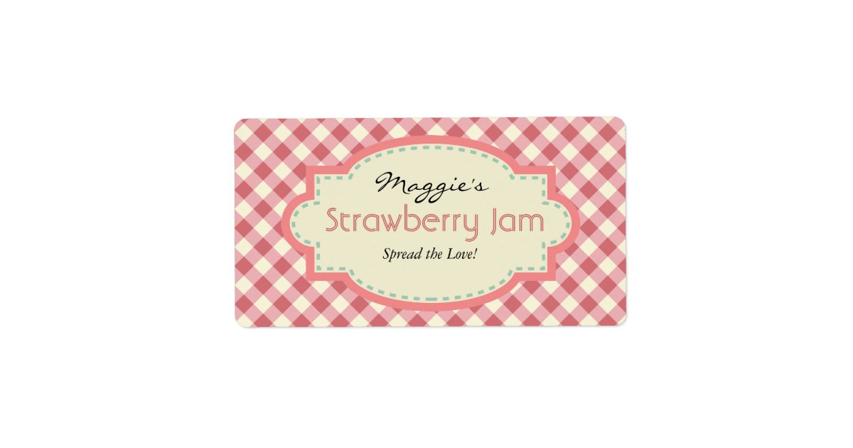 Gingham Jam Jar Labels, Customize Label | Zazzle