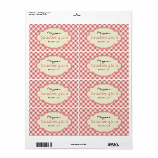Gingham Jam Jar Labels, Customize Label | Zazzle