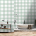 Gingham light green check cute simple large plaid wallpaper | Zazzle