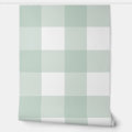 Gingham light green check cute simple large plaid wallpaper | Zazzle