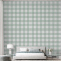 Gingham light green check cute simple large plaid wallpaper | Zazzle