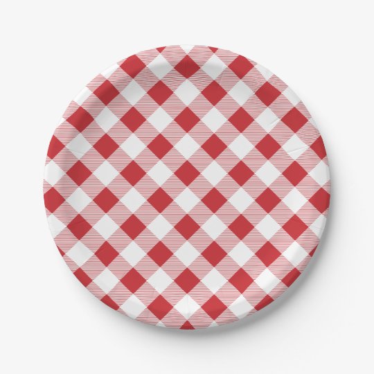 Gingham Pattern, Picnic, BBQ Paper Plate | Zazzle.com
