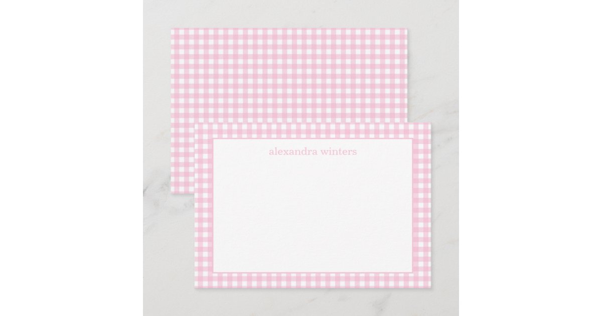 Gingham Personalized Note Cards | Zazzle