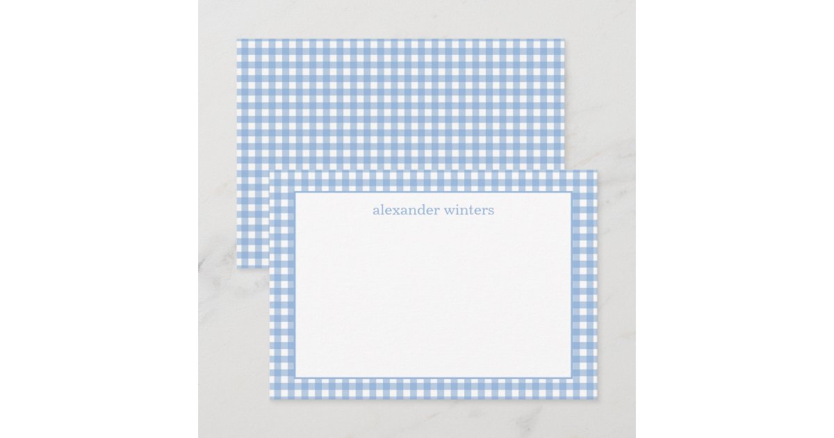 Gingham Personalized Note Cards | Zazzle