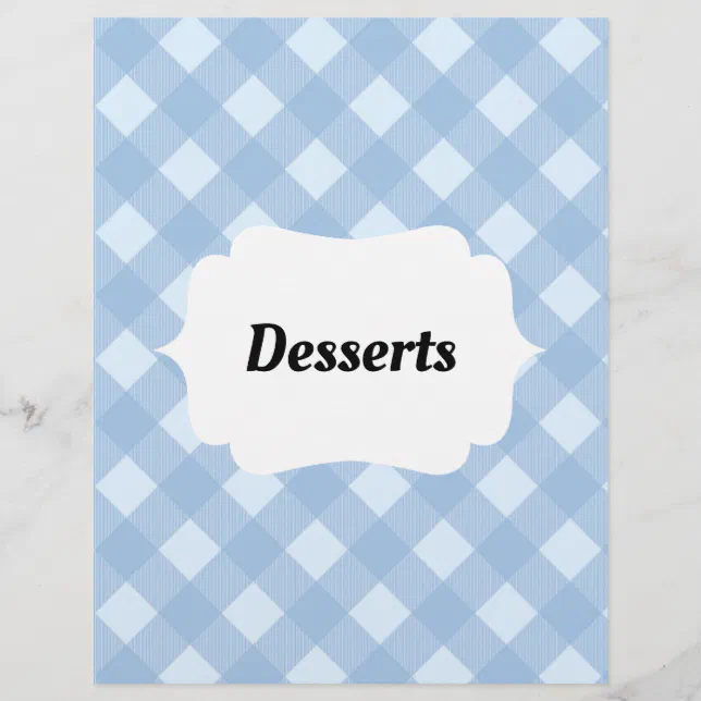 Gingham Recipe Binder Tab Inserts Divider | Zazzle
