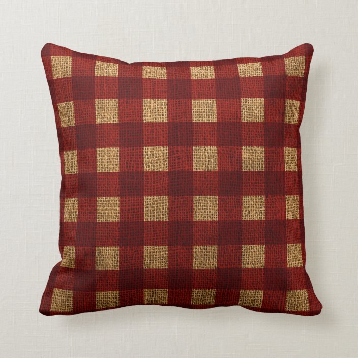 Gingham Rustic Red Throw Pillow | Zazzle.com