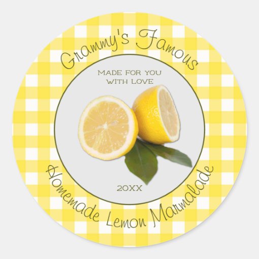 Gingham Your Famous Custom Lemon Marmalade Label | Zazzle