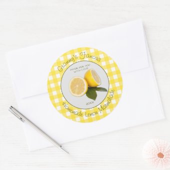 Gingham Your Famous Custom Lemon Marmalade Label | Zazzle