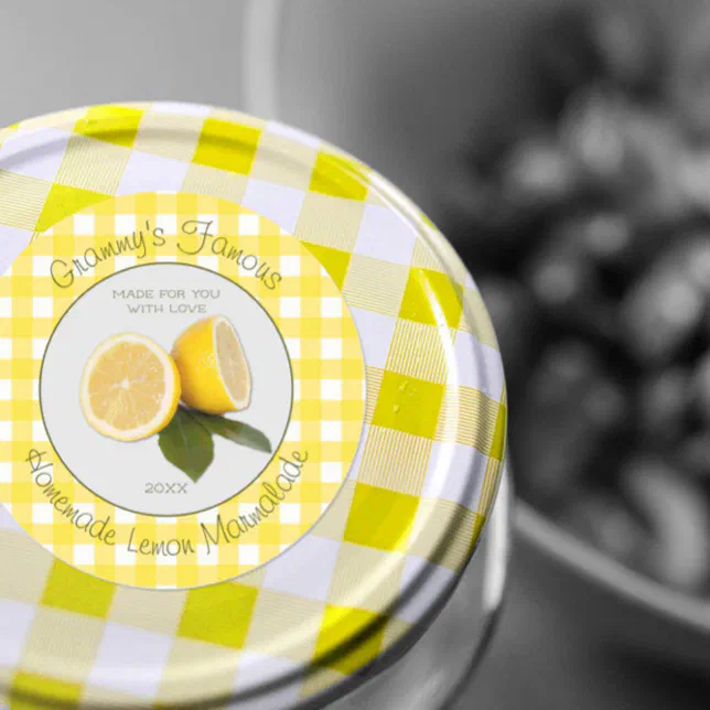 Gingham Your Famous Custom Lemon Marmalade Label | Zazzle