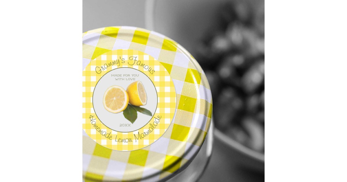 Gingham Your Famous Custom Lemon Marmalade Label | Zazzle