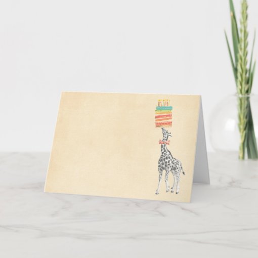 Giraffe and Cake Birthday Card | Zazzle