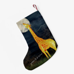 Giraffe and Moon | Custom Christmas Stocking | Zazzle
