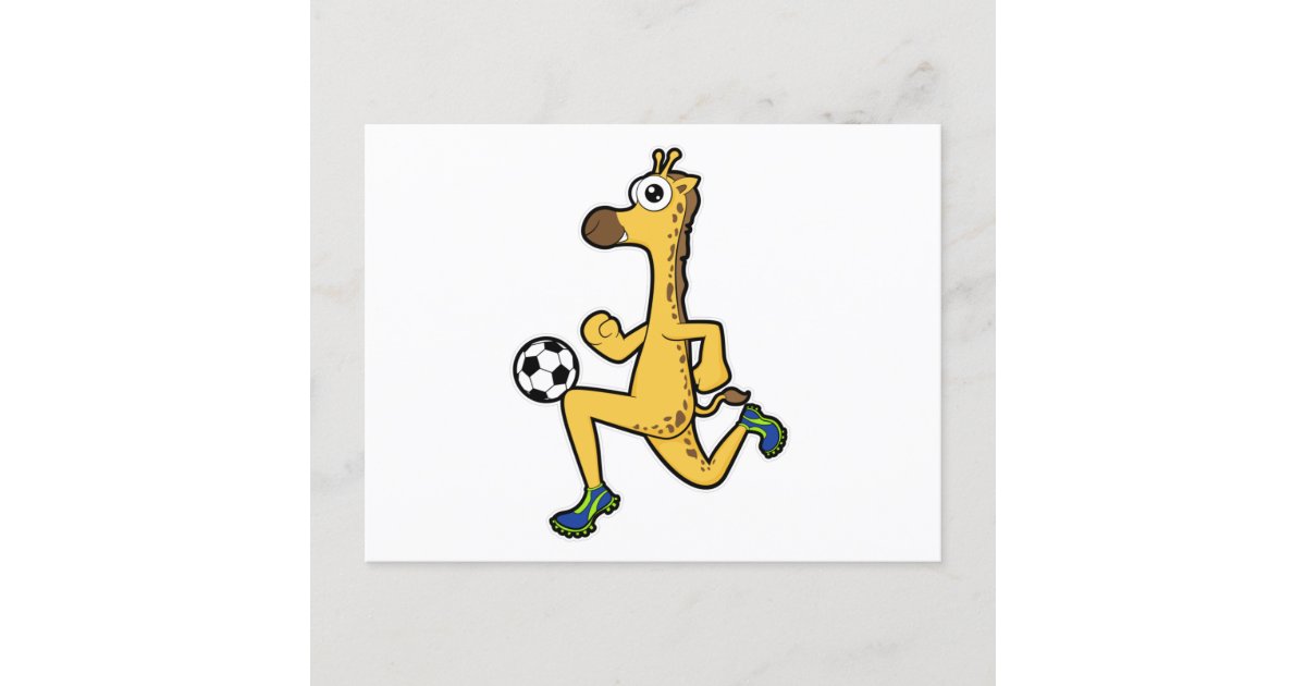Giraffe at Soccer Sports Postcard | Zazzle