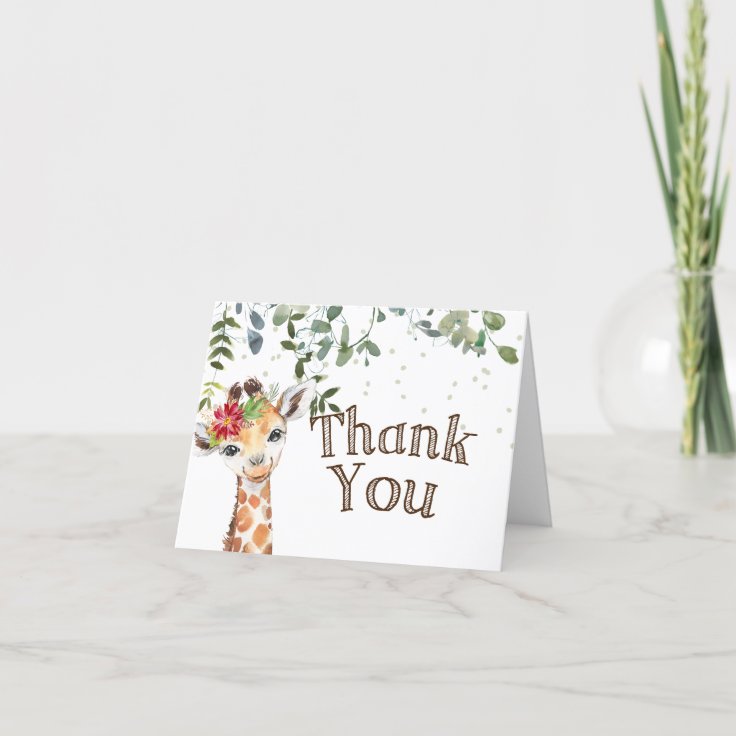 Giraffe Baby Shower Folded Thank You Note Card | Zazzle