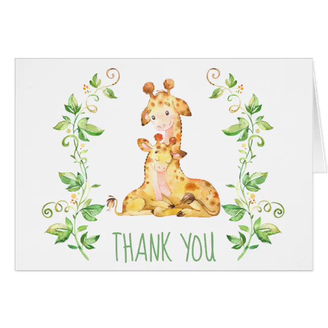 Giraffe Baby Shower Party Thank You Note Card | Zazzle
