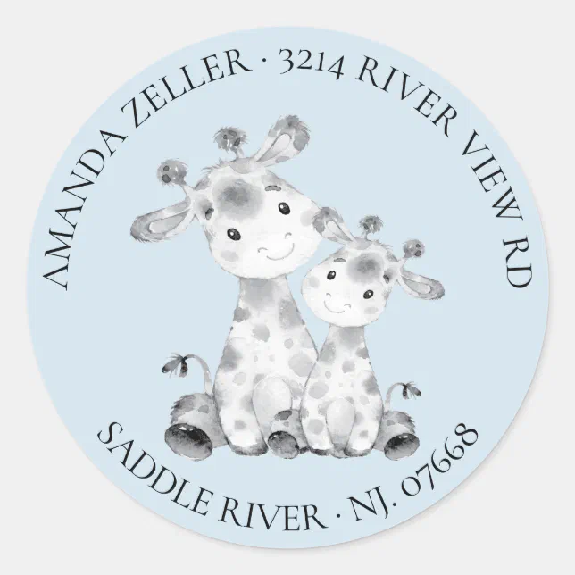 Giraffe Baby Shower Return Address Label | Zazzle