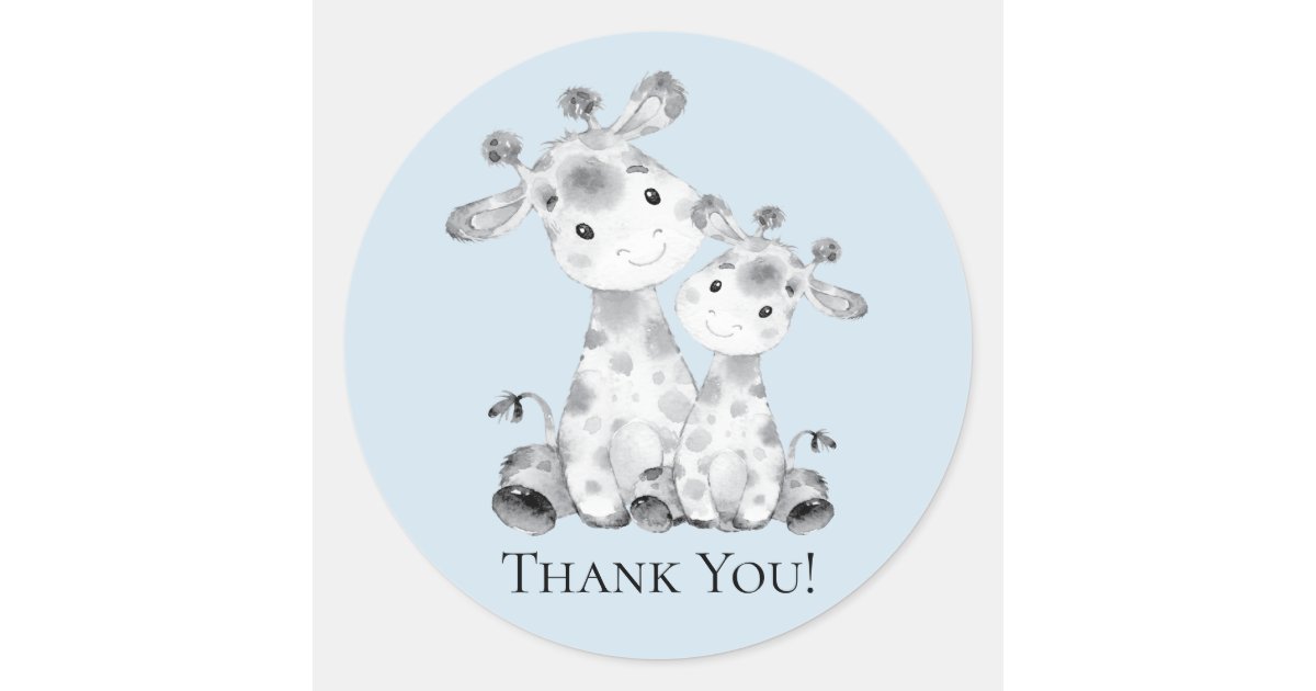 Giraffe Baby Shower Thank You Favor Sticker | Zazzle